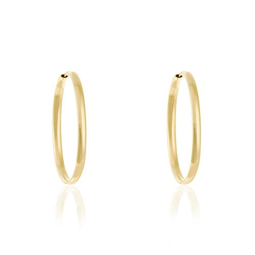 Par de Brincos de Ouro - Argolas Lisas Ovais | JoiasVIP