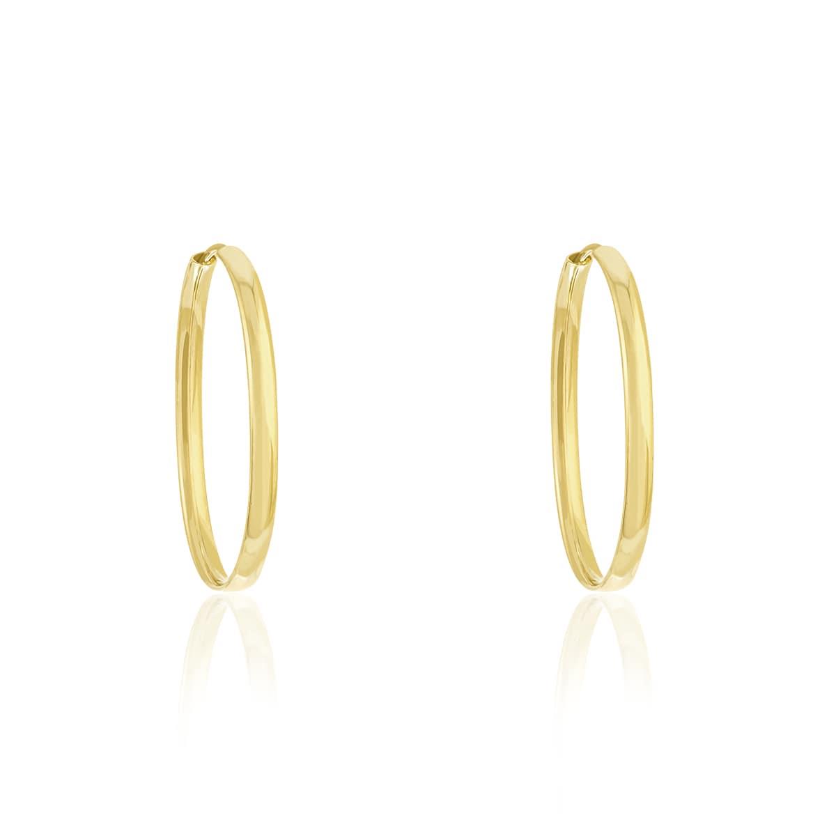 Par de Brincos de ouro Argolas Ovais | Joias Vip | Joias VIP