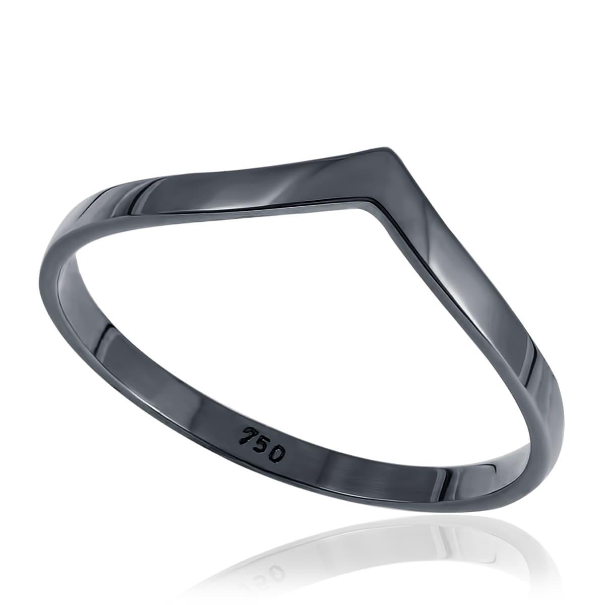 Anel de Ouro Trabalhado em Ródio Negro