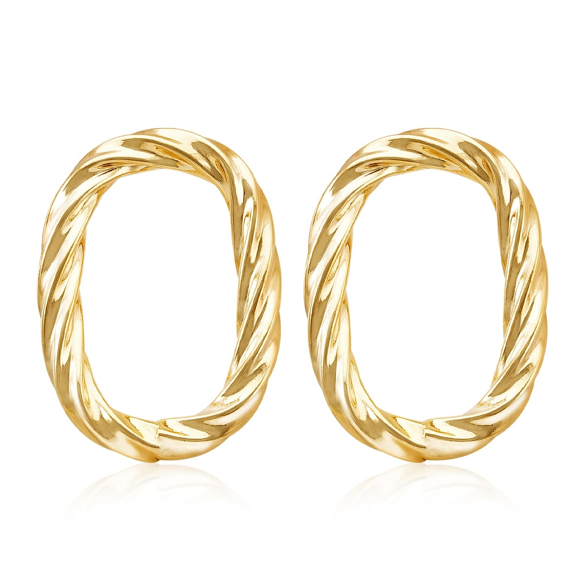 Par de Brincos Argolas ovais trançadas, Acabamento em Ouro | Joias VIP ...
